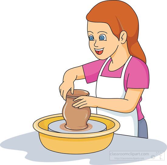student using a ceramic wheel - Classroom Clip Art