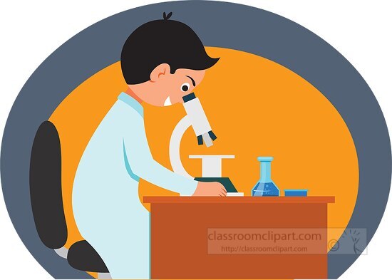 student workinng in school science lab clipart - Classroom Clip Art