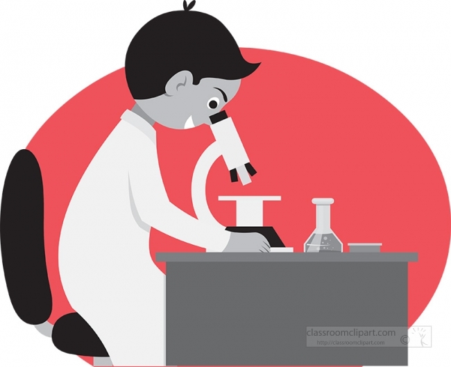 student workinng in school science lab gray color - Classroom Clip Art