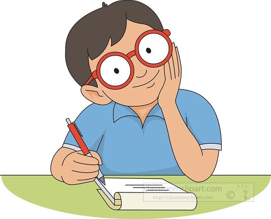 student writer with pen paper clipart - Classroom Clipart