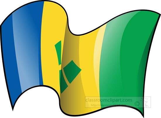 StVincent Grenadines wavy country flag clipart - Classroom Clip Art