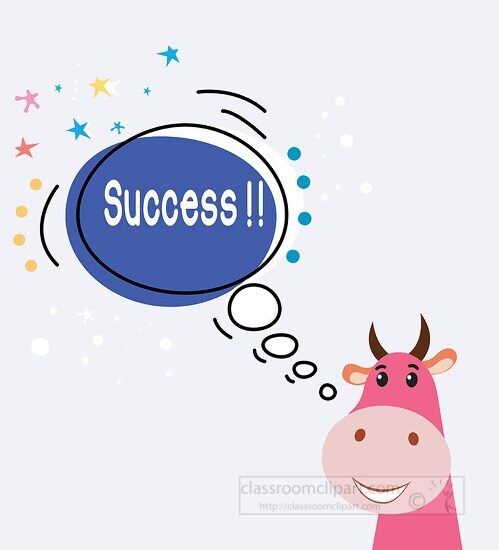 success thought bubble with cute animal - Classroom Clip Art