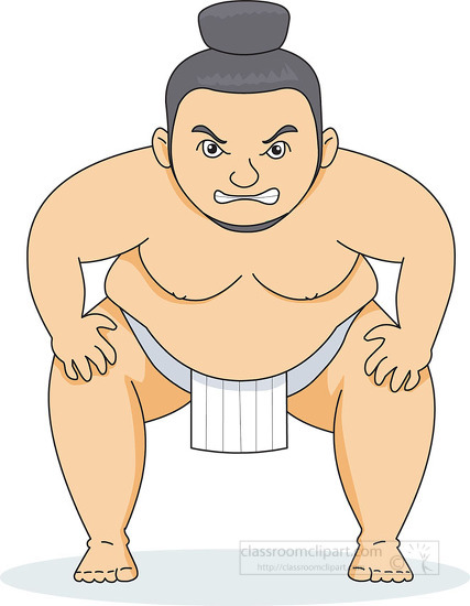 sumo wrestler with hands on knee clipart - Classroom Clip Art