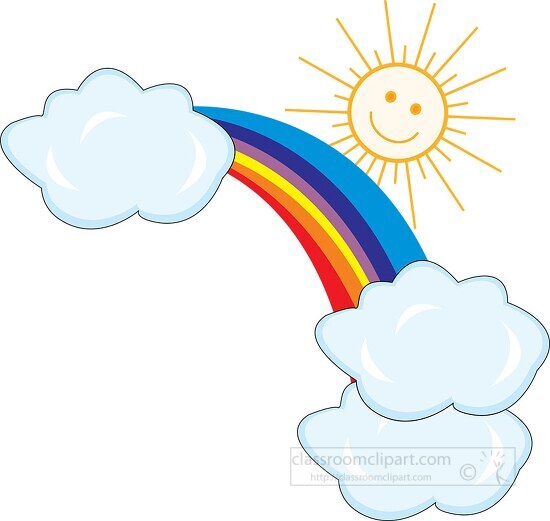 sun over rainbow with clouds clipart - Classroom Clip Art