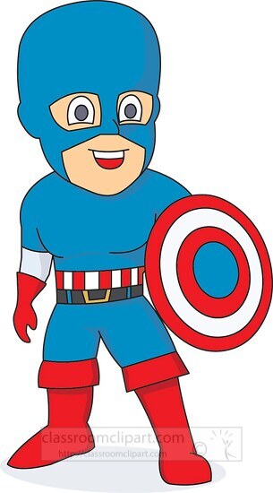 super hero holding shield - Classroom Clip Art