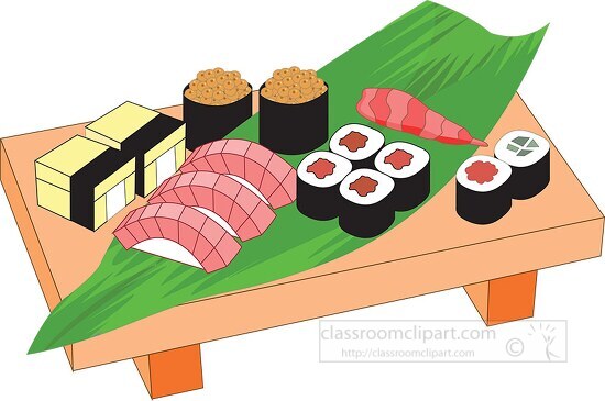 Sushi Traditional Japanese Food Japan Asia Clipart - Classroom Clip Art