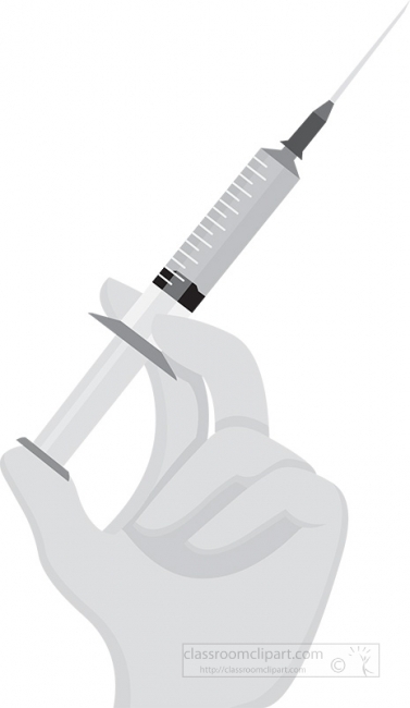 nurse holding large syringe injection gray color - Classroom Clip Art