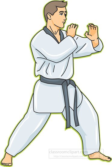 Martial Arts Clipart - young man demonstrating karate high kick clipart