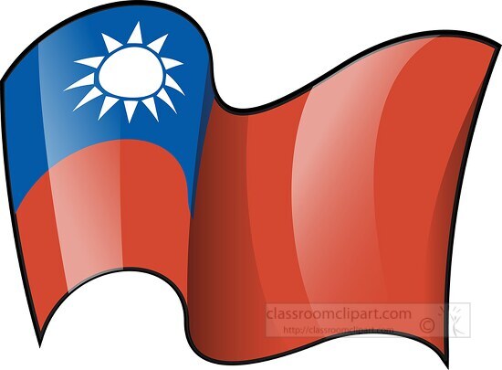 Taiwan wavy country flag clipart - Classroom Clip Art