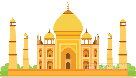 taj mahal ancient palace in india blue sky background clipart ...