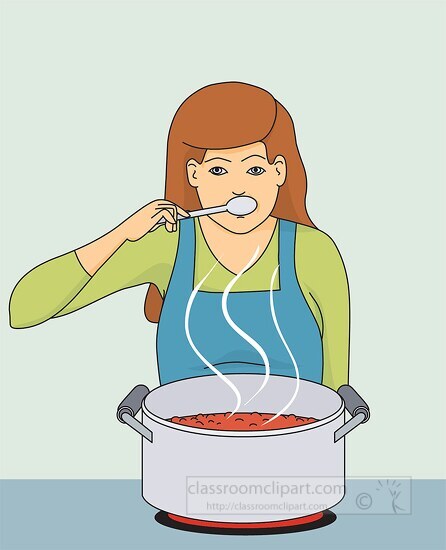 tasting food saucepan - Classroom Clip Art
