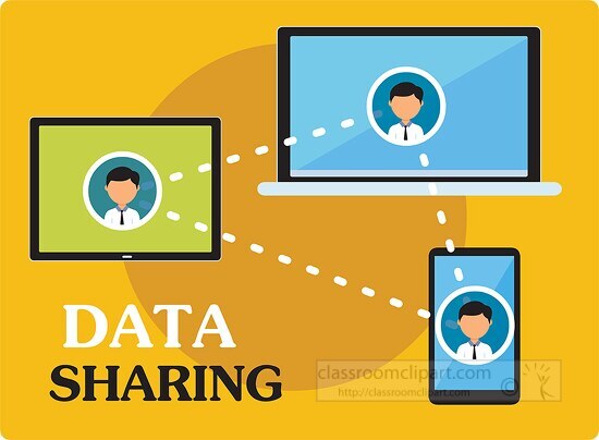 technology data sharing in education clipart - Classroom Clipart