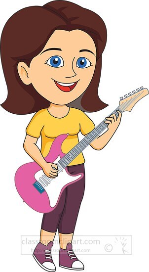 Music and Musical Instruments Clipart-teenager girl playing guitar clipart
