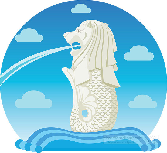 the-merlion-fountain-singapore-clipart - Classroom Clip Art