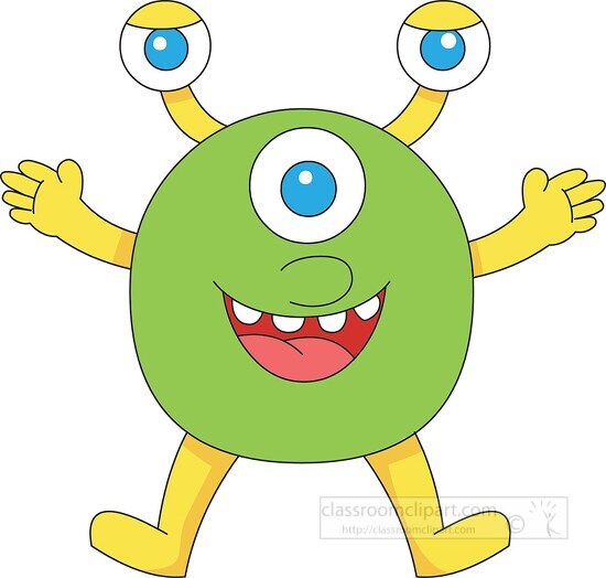 three eye monster cartoon clipart - Classroom Clip Art