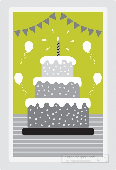 three layered birthday cake birthday gray color - Classroom Clip Art