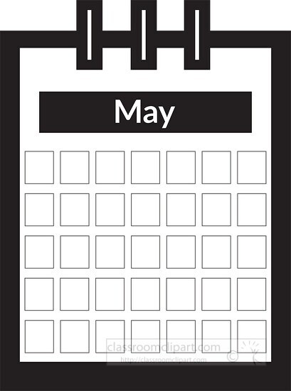 three ring desk calendar may clipart - Classroom Clip Art
