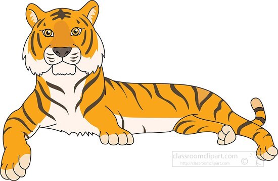 Tiger Clipart-smiling cartoon style cute baby tiger sitting clipart