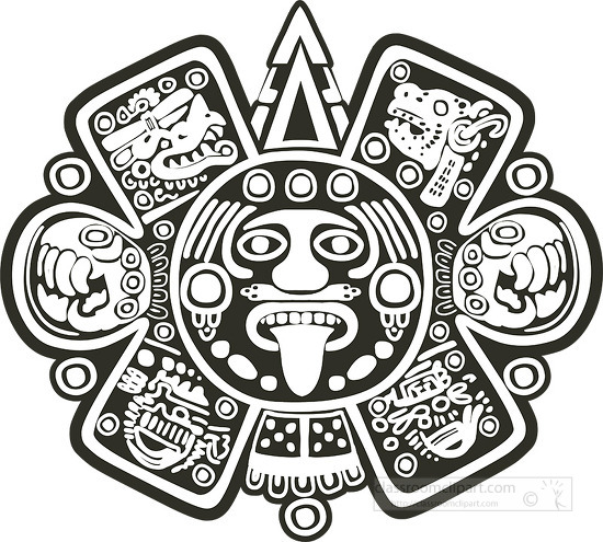 aztec hieroglyphics warrior black line clipart - Classroom Clip Art