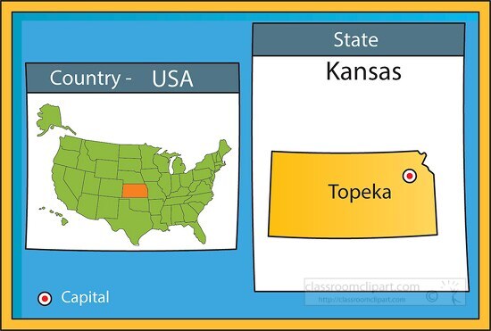 topeka kansas state us map with capital - Classroom Clipart