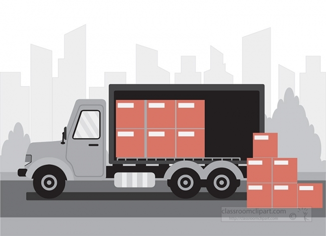 Free truck loaded with boxes gray color - Classroom Clipart