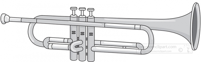 Free trumpet musical instrument gray 213 - Classroom Clipart