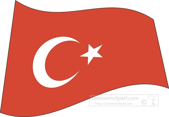 Turkey flag flat design wavy clipart - Classroom Clip Art
