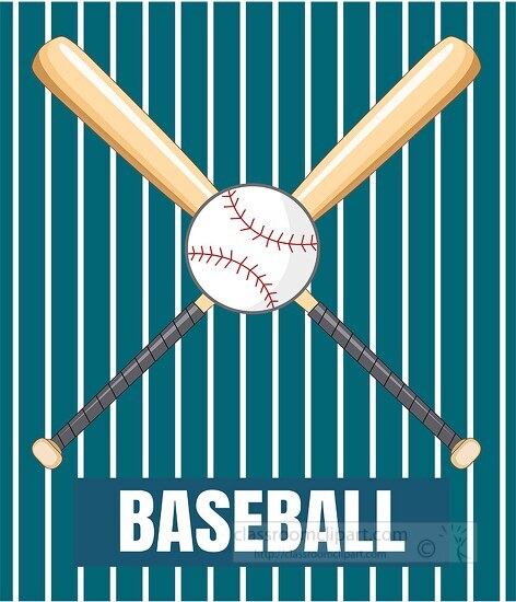 two baseball bats with word baseball on white stripped backgroun ...