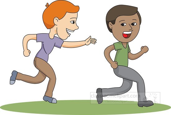 two boys playing run and catch - Classroom Clip Art