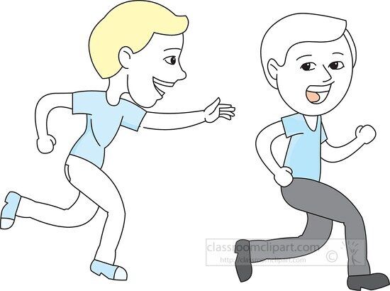 two boys playing run and catch - Classroom Clip Art