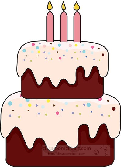 two layer birthday cake with candles - Classroom Clipart