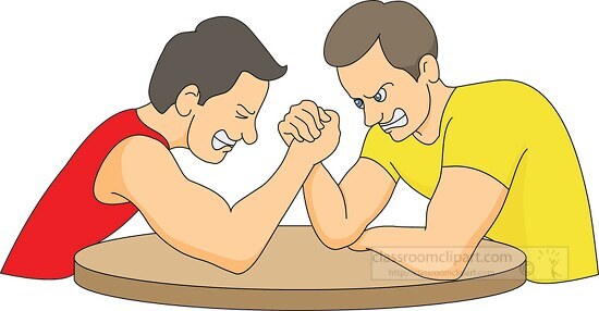 two men arm wrestling competition - Classroom Clip Art