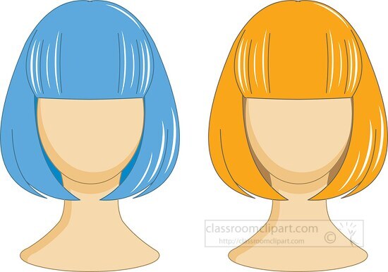 Beauty Cosmetics Clipart-two wigs blue and golden color clipart