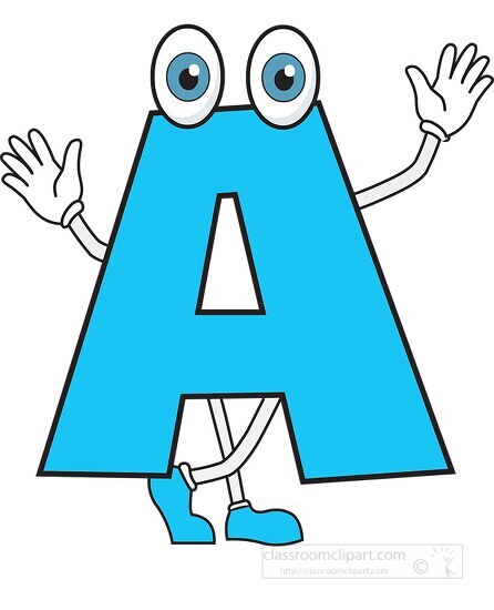 upper case letter A cartoon alphabet - Classroom Clip Art