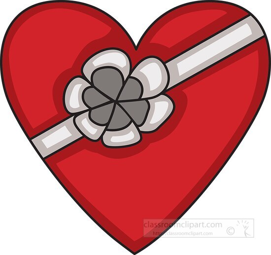 valentines day red heart box of candy with bow clipart - Classroom Clipart
