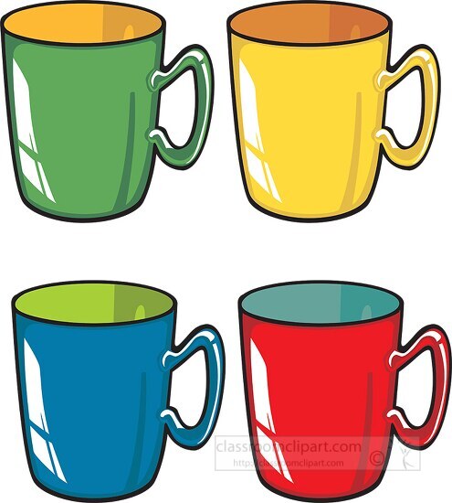 various colors coffee mugs clipart - Classroom Clip Art