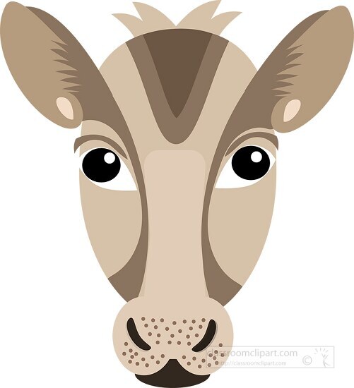 vector style illustration of cow front view face - Classroom Clip Art