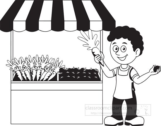 vegetable seller black outline clipart