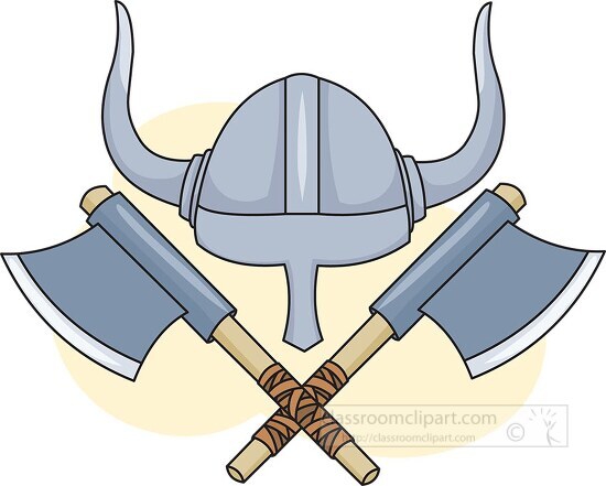 two sided axe helmet shield weapons vikings clipart - Classroom Clip Art