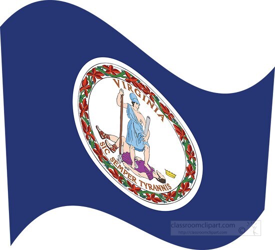 virginia state flat design waving flag - Classroom Clip Art