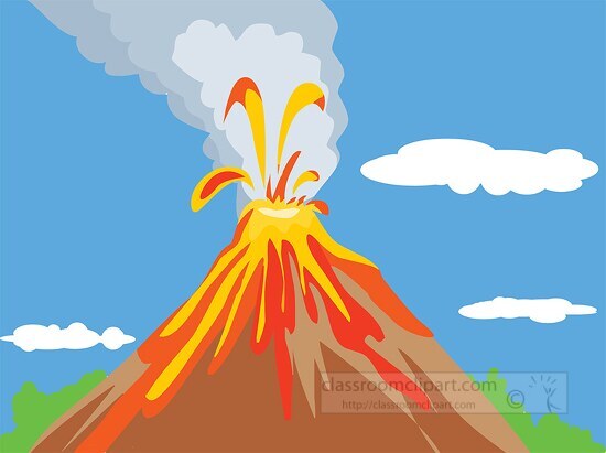 volcano island smoke ash - Classroom Clip Art