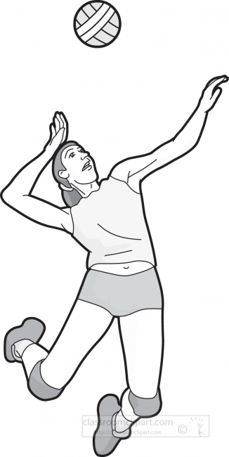 volleyball smash grayscale clipart - Classroom Clip Art