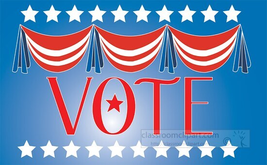vote red white decoration with stars 016 - Classroom Clip Art