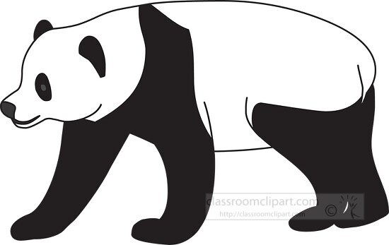 walking panda bear black outline clipart - Classroom Clip Art