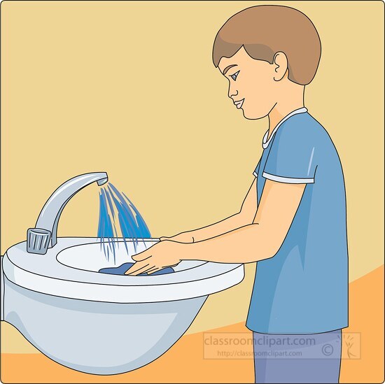 washing_hands_01A.eps - Classroom Clip Art
