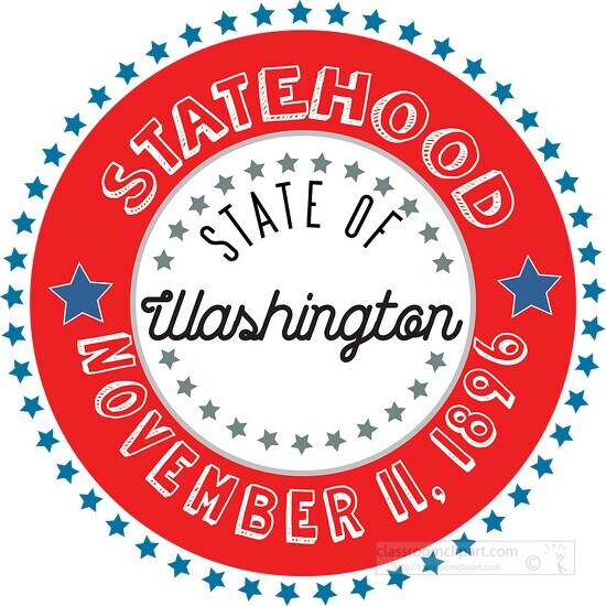 Washington statehood 1889 date statehood round style with stars ...