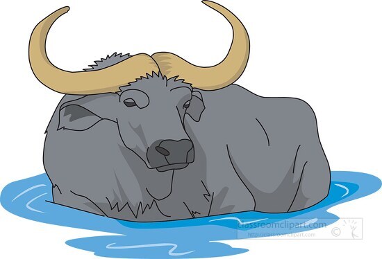 Free water buffalo in water - Classroom Clipart