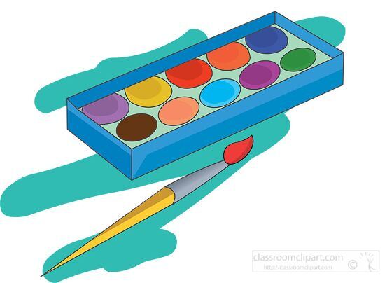 watercolor with paint brush - Classroom Clipart