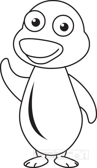 standing penguin black white outline clipart - Classroom Clip Art