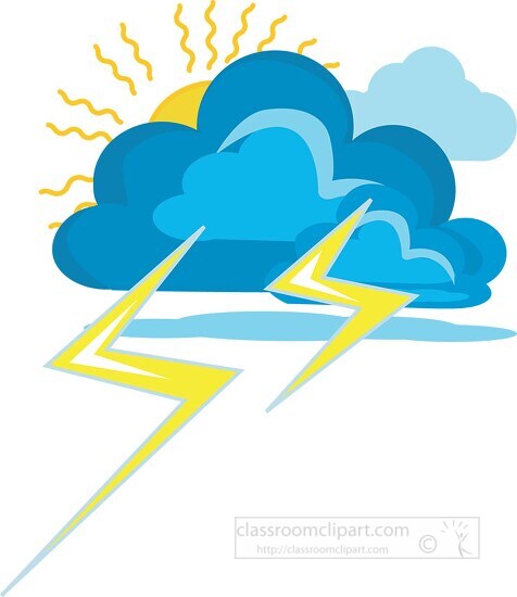 weather clouds sun lightning clipart - Classroom Clip Art